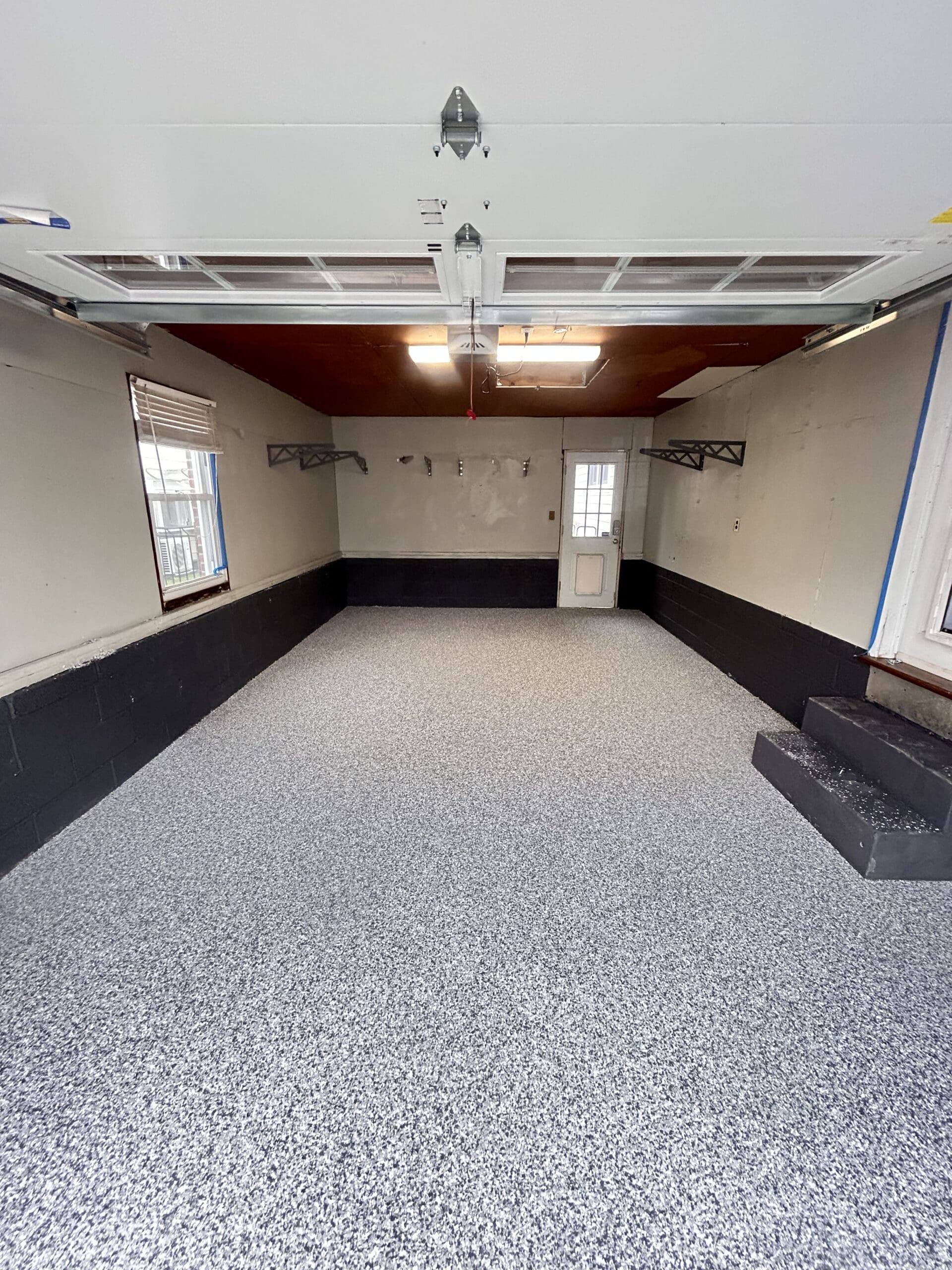 Garage Renovation with Epoxy Flake Coating and Wall Painting